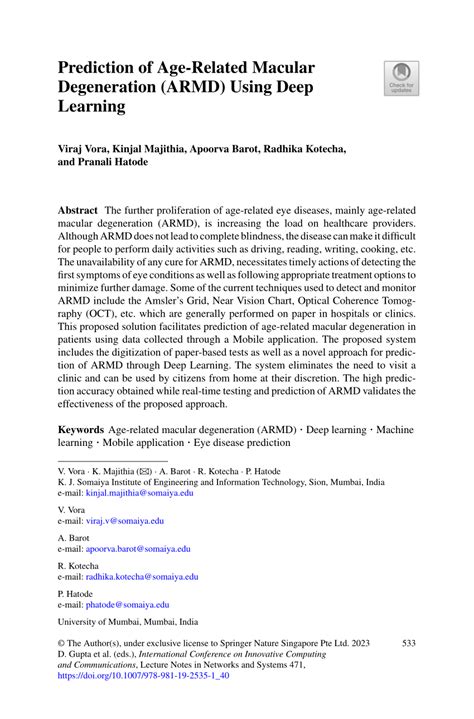 Pdf Prediction Of Age Related Macular Degeneration Armd Using Deep Learning