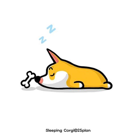 슬리핑코기 웰시코기 캐릭터 일러스트 개 반려견 강아지 잠자는개 개뼈 Sleepingcorgi Sleep