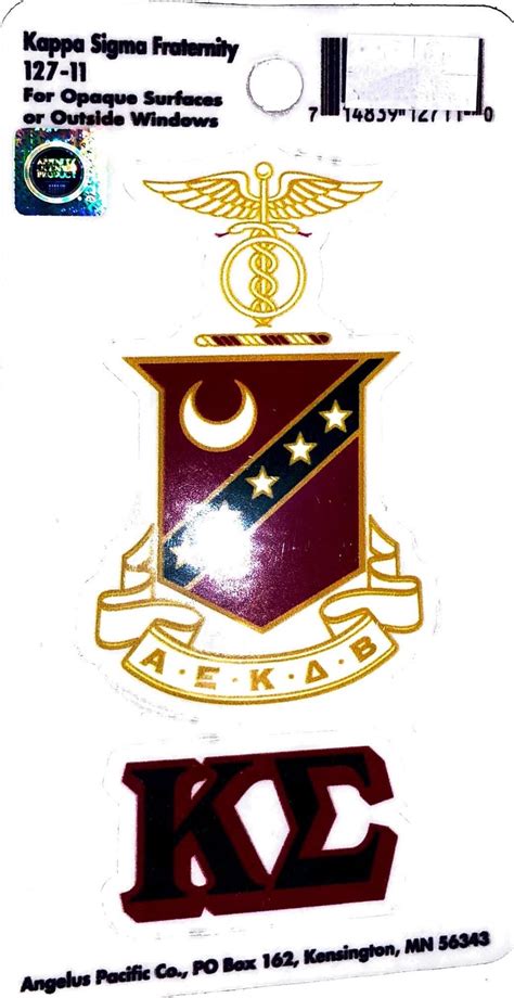 Kappa Sigma Fraternity Crest And Letter Decal Greek Threads