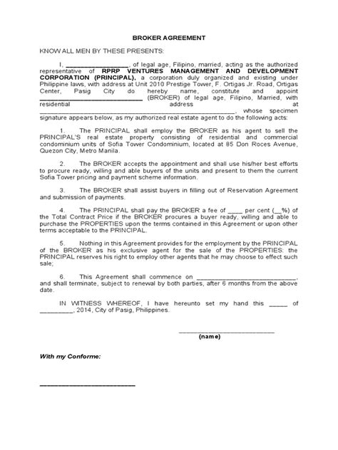 Broker Agreement Pdf