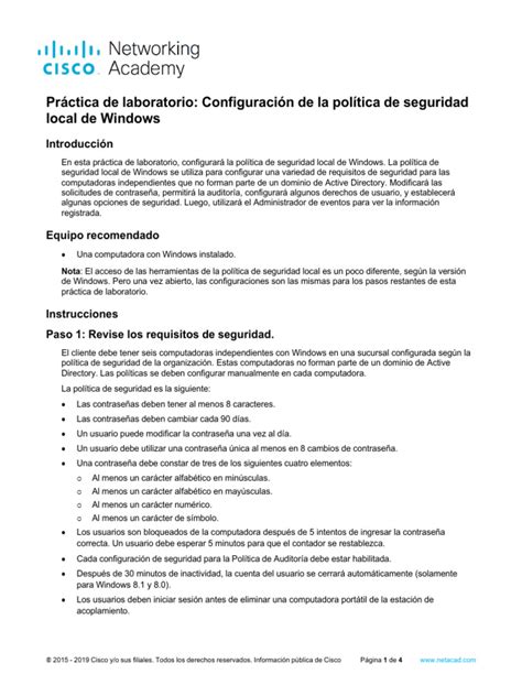 13325 Lab Configure Windows Local Security Policy Descargar Gratis Pdf Contraseña