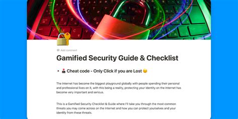 Gamified Security Guide And Checklist Secure Your Online Identity In An Easy Gamified Way