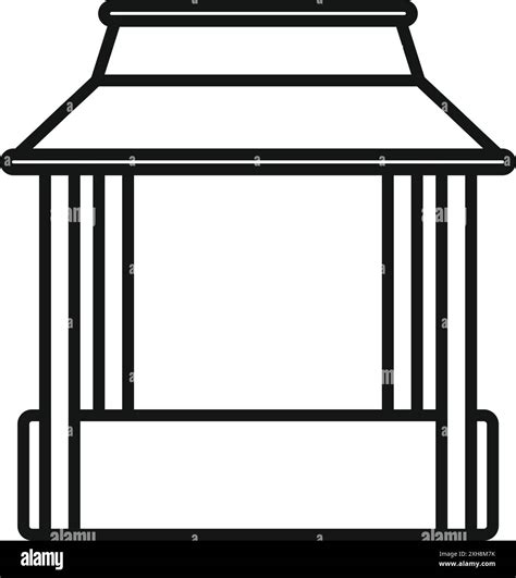 Simple Line Drawing Of A Market Stall With A Roof And Countertop Being