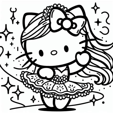 Hello Kitty Bailarina Princesa Para Colorir Pintar E Colorir