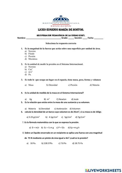Propiedades De La Materia Interactive Activity For Grado 3 Live