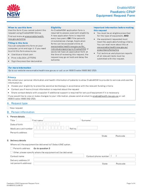 Fillable Online Paediatic Cpap Equipment Request Form Fax Email Print Pdffiller