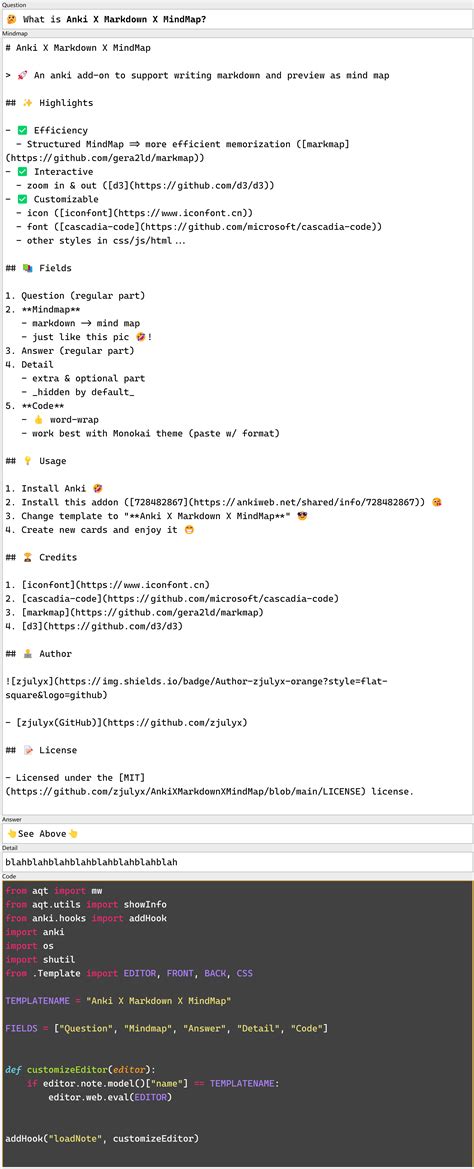 Github Zjulyxankixmarkdownxmindmap 🚀 An Anki Add On To Support Writing Markdown And Preview