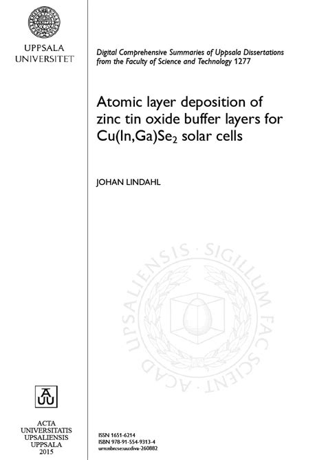Atomic Layer Deposition Of Zinc Tin Oxide Buffer Layers For Cuinga