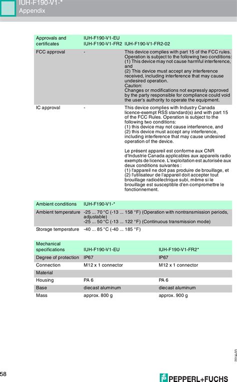 Pepperl Fuchs Iuh F190 V1 Uhf Rfid Reader User Manual Iuh F190 V1