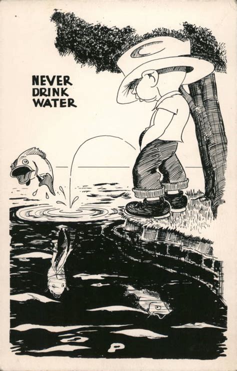 Never Drink Water Boy Peeing Comic Funny Postcard