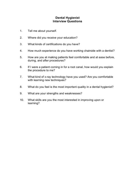 Sample Dental Hygienist Interview Questions Fill Out Sign Online And