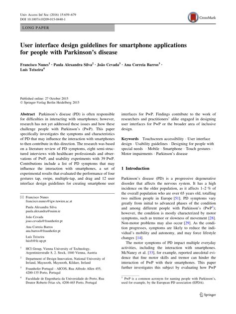 Pdf User Interface Design Guidelines For Smartphone Applications For