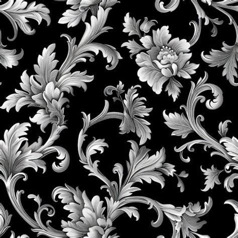 Ornamental Flower Pattern In Monochrome Premium Ai Generated Image