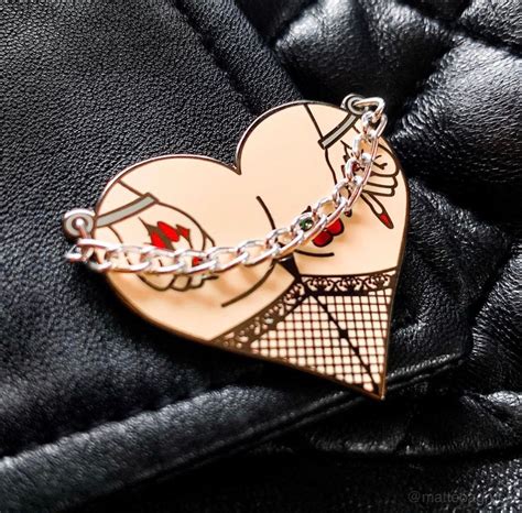 Sexy Anime Heart Pin Bdsm Kinky Handcuffs Butt Hard Enamel Pin Etsy
