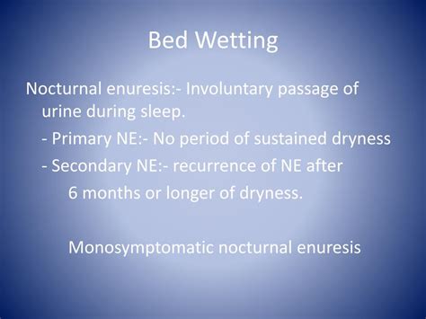 Ppt Bed Wetting Powerpoint Presentation Free Download Id1820345