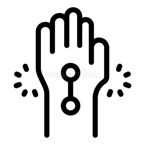 Hand Touching Futuristic Digital Interface With Glowing Circles Stock Illustration