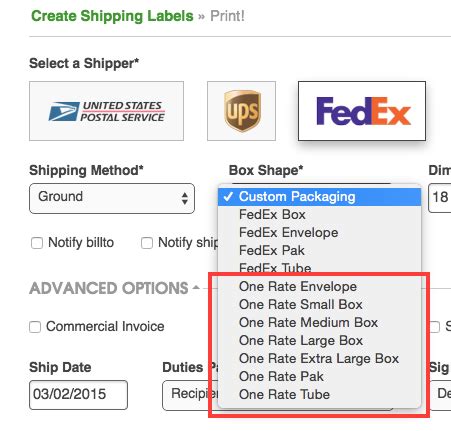 Ordoro Does Ordoro Allow Creating FedEx One Rate Labels