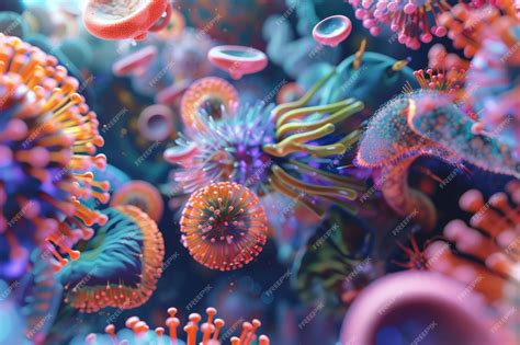 Premium Photo A Diverse Array Of Bacteria And Viruses Shown In A