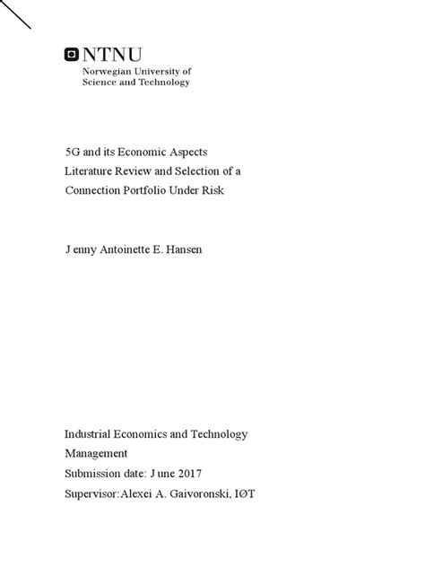 5g And Its Economic Aspects Literature Review And Selection Of A Connection Portfolio Under Risk