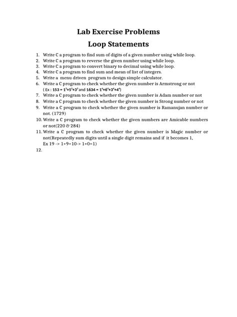 Programs On Loop Statements Pdf