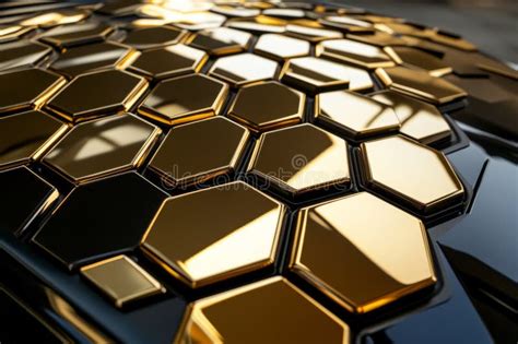 A Golden Luxury 3d Background With Polished Hexagonal Tiles Arranged In A Honeycomb Structure