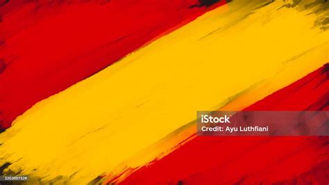 페인트 브러시 질감 줄무늬 스페인어 스페인어 색상 플래그 색상 빨간색 노란색 검은 색 배경에 있습니다 스페인의 날을 기념하는 디자인 요소 드로잉 브러시 스트로크 그런지