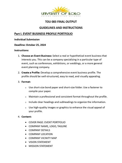 Tou 083 Final Output Guidelines And Instructions 2 Pdf