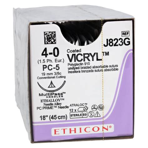 Vicryl Suture 4 0 1x18 Polyglactin 910 Braid Pc 5 Undyed 12bx Medex