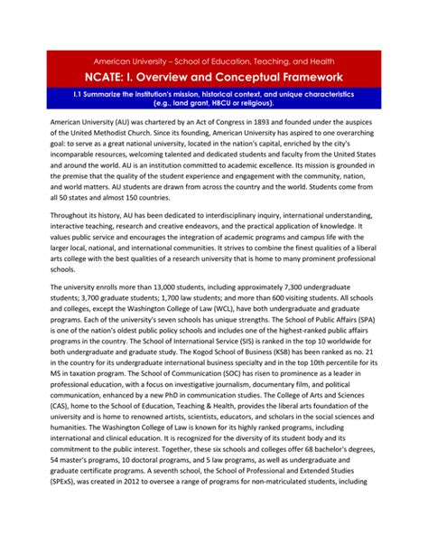 Ncate I Overview And Conceptual Framework