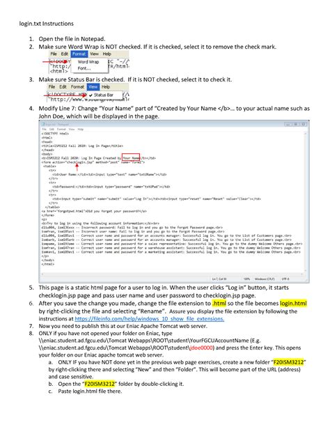 login instruction lecture notes practice materials login