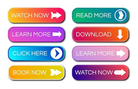 Premium Vector Set Of Three Modern Gradient Buttons With Shadows Read More Buttons Vector