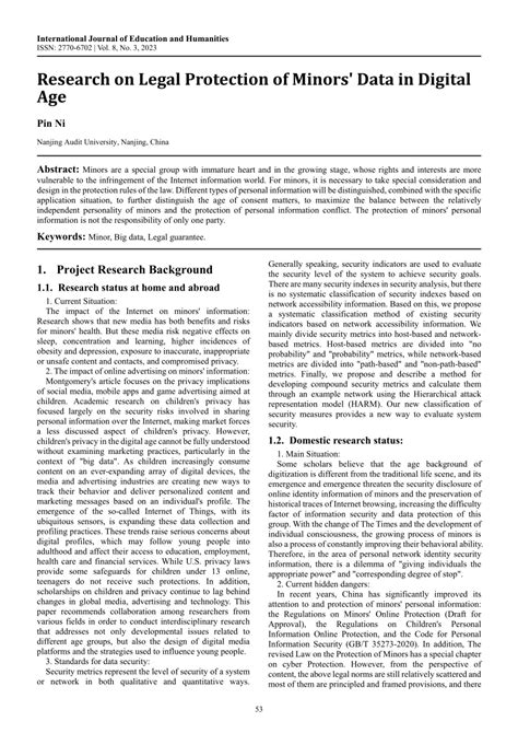 Pdf Research On Legal Protection Of Minors Data In Digital Age