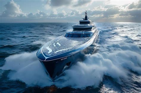 Futuristic Streamlined Design Hydrogen Powered Cargo Vessel Stock