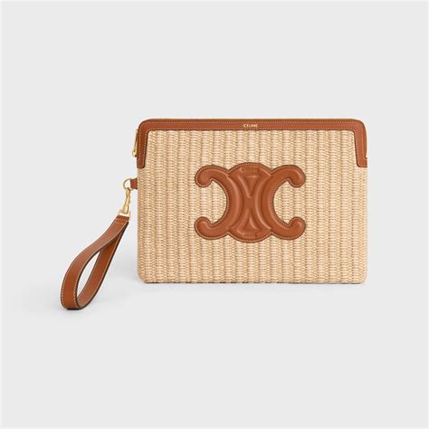 Small Pouch With Strap Cuir Triomphe In Raffia Effect Textile And
