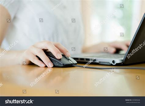 Image Female Hands Clicking Computer Mouse Stock Photo Shutterstock