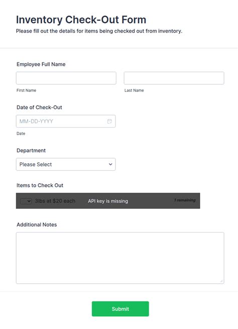Inventory Check Out Form Template Jotform