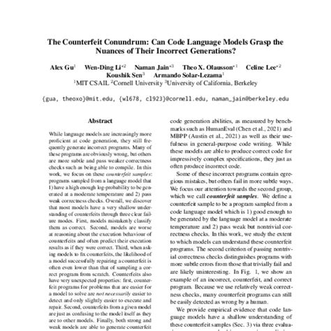 The Counterfeit Conundrum Can Code Language Models Grasp The Nuances Of Their Incorrect