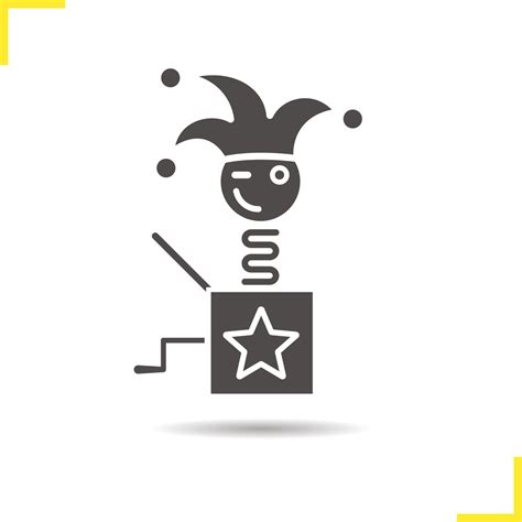 Jack In The Box Glyph Icon Drop Shadow Silhouette Symbol Winking