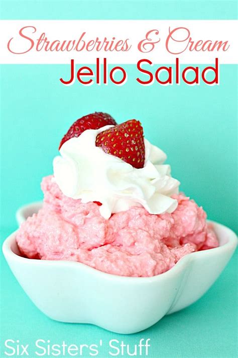 Strawberries And Cream Jello Dessert Salad On