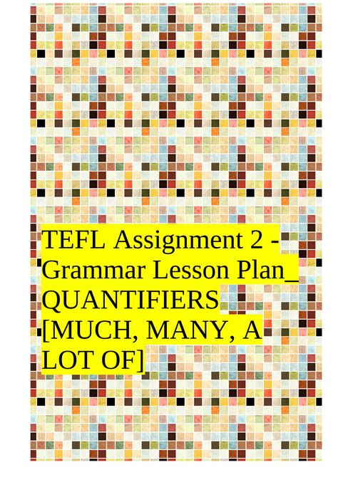 Solution Tefl Assignment 2 Lesson Plan Grammar Pdf Studypool
