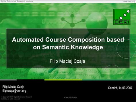 Automated Course Composition Based On Semantic Knowledge Ppt
