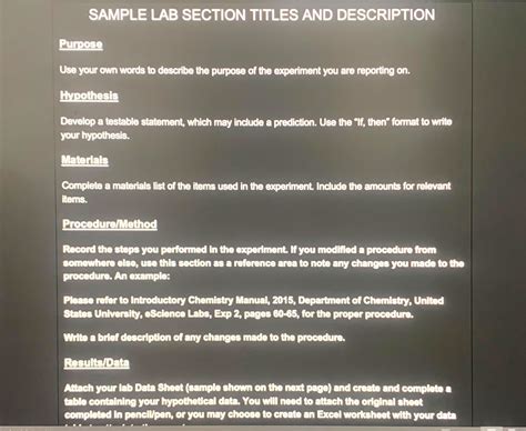 Sample Lab Report Data Sheet Sample Data Table Experimental
