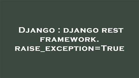 Django Django Rest Framework Raiseexceptiontrue Youtube