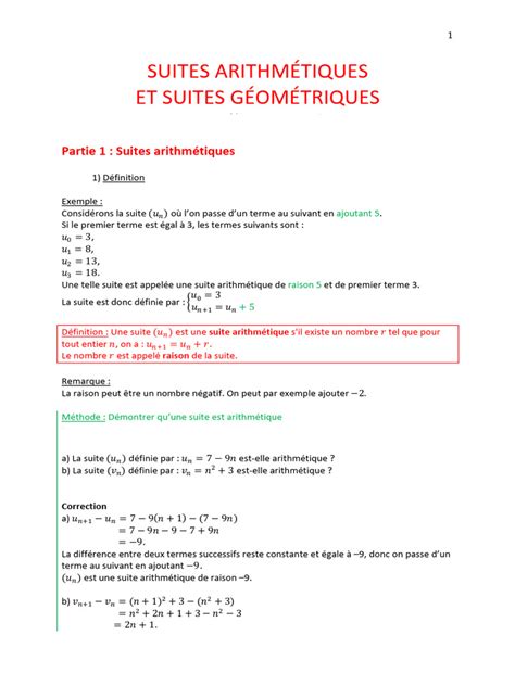Suite Arith Et Géometrique Pdf