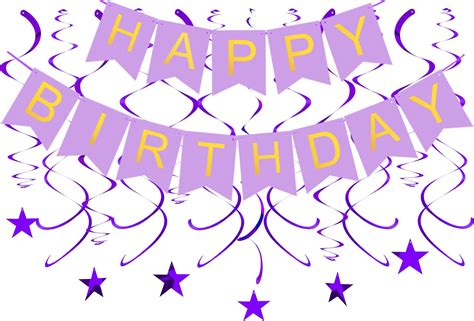 Beishida Purple Happy Birthday Banner With 12pcs Purple