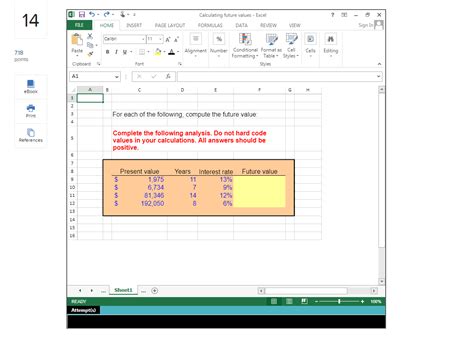 Solved X H 5 Calculating Future Values Excel 5 X 14