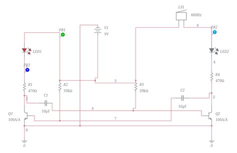Simple Led Flasher Using BJT Multisim Live