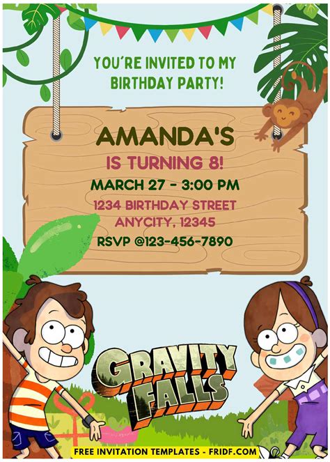 Free Pdf Invitation Comic Fun Gravity Fall Birthday Invitation