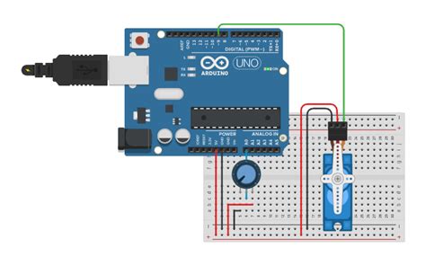 circuit design práctica 15 [servomotor potenciómetro] tinkercad