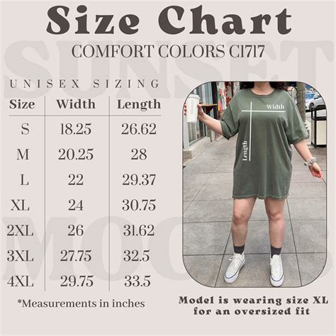 C Size Chart Comfort Colors Size Chart Comfort Colors C Size Chart Oversized Comfort